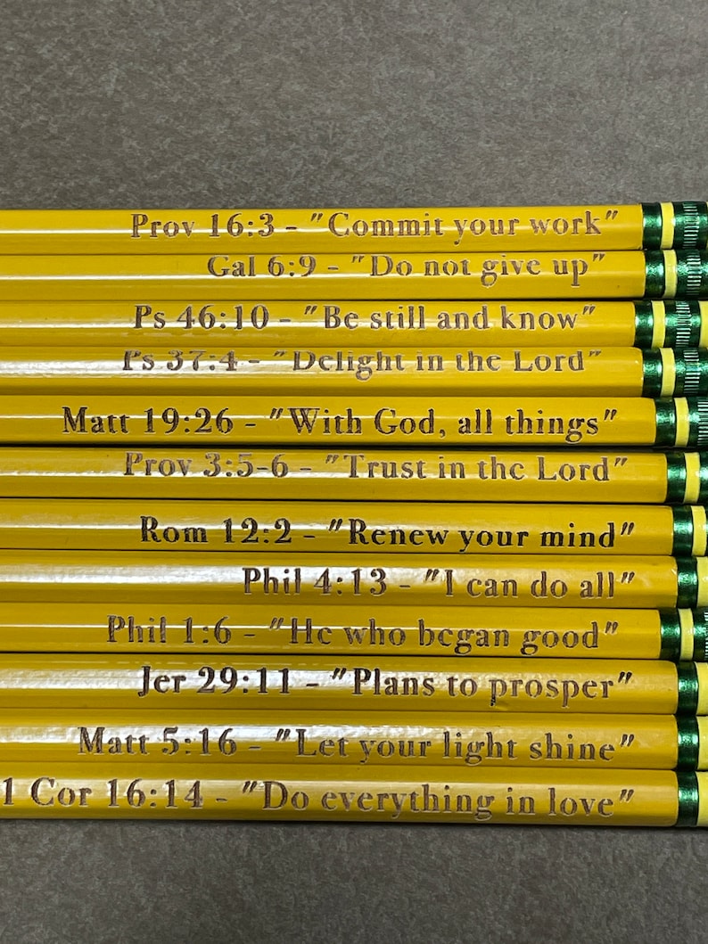 Custom Laser Engraved Scripture Pencils - Personalized Bible Verse ...