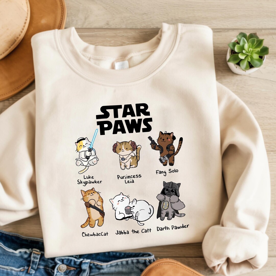 Star Paws Cat T-shirt – Funny Space Cats Parody Tee for Cat Lovers ...