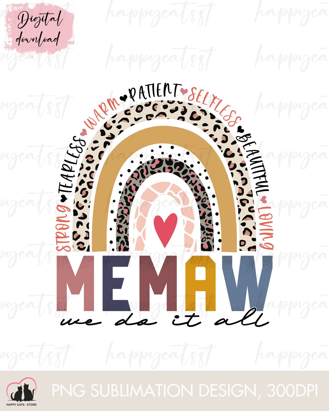 Memaw Leopard Rainbow PNG Memaw PNG Memaw Sublimation Design Download ...