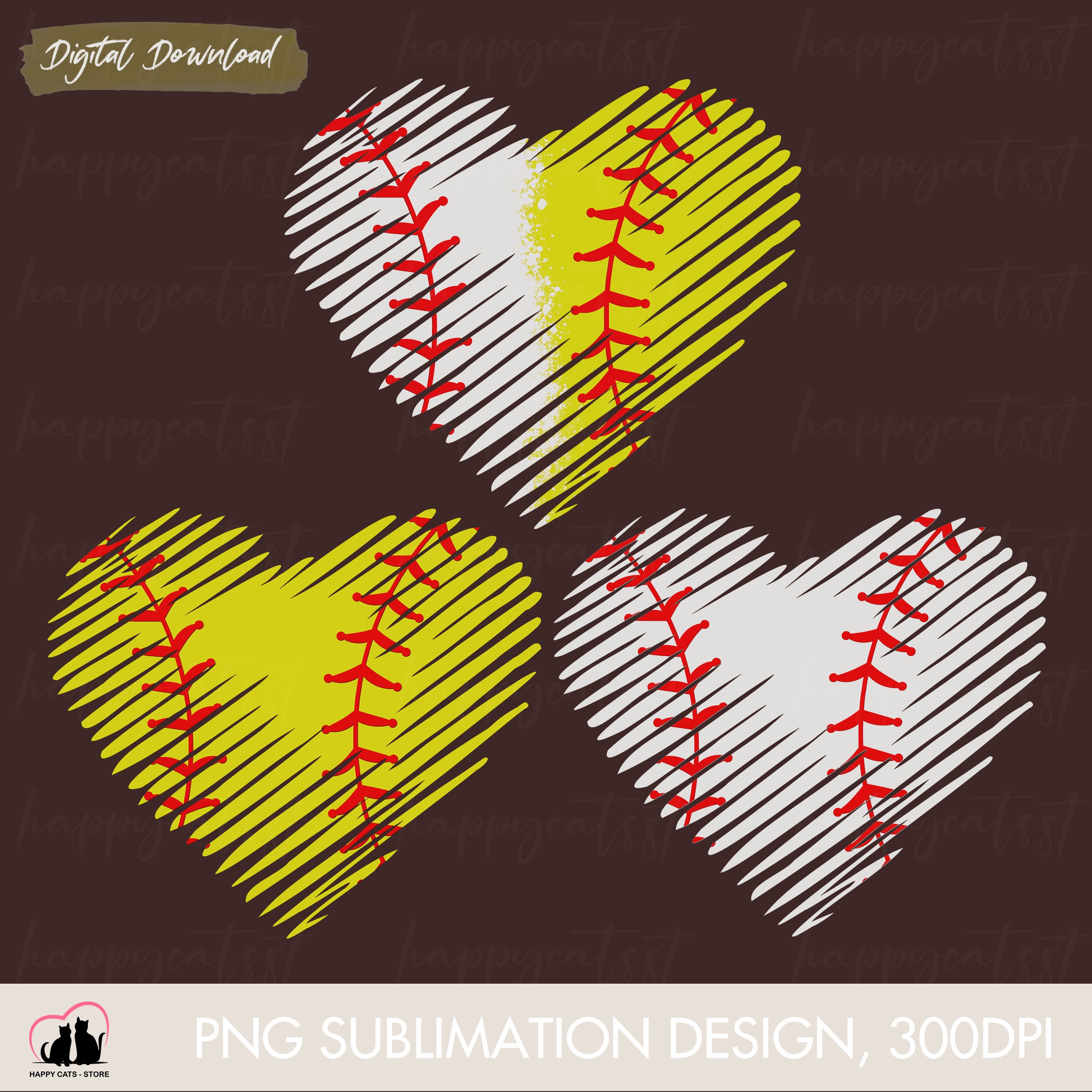 Baseball Heart PNG Softball Heart PNG Split Half Baseball | Etsy