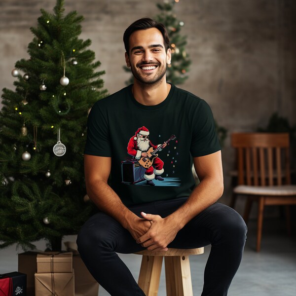 Santa and Guitar - Etsy