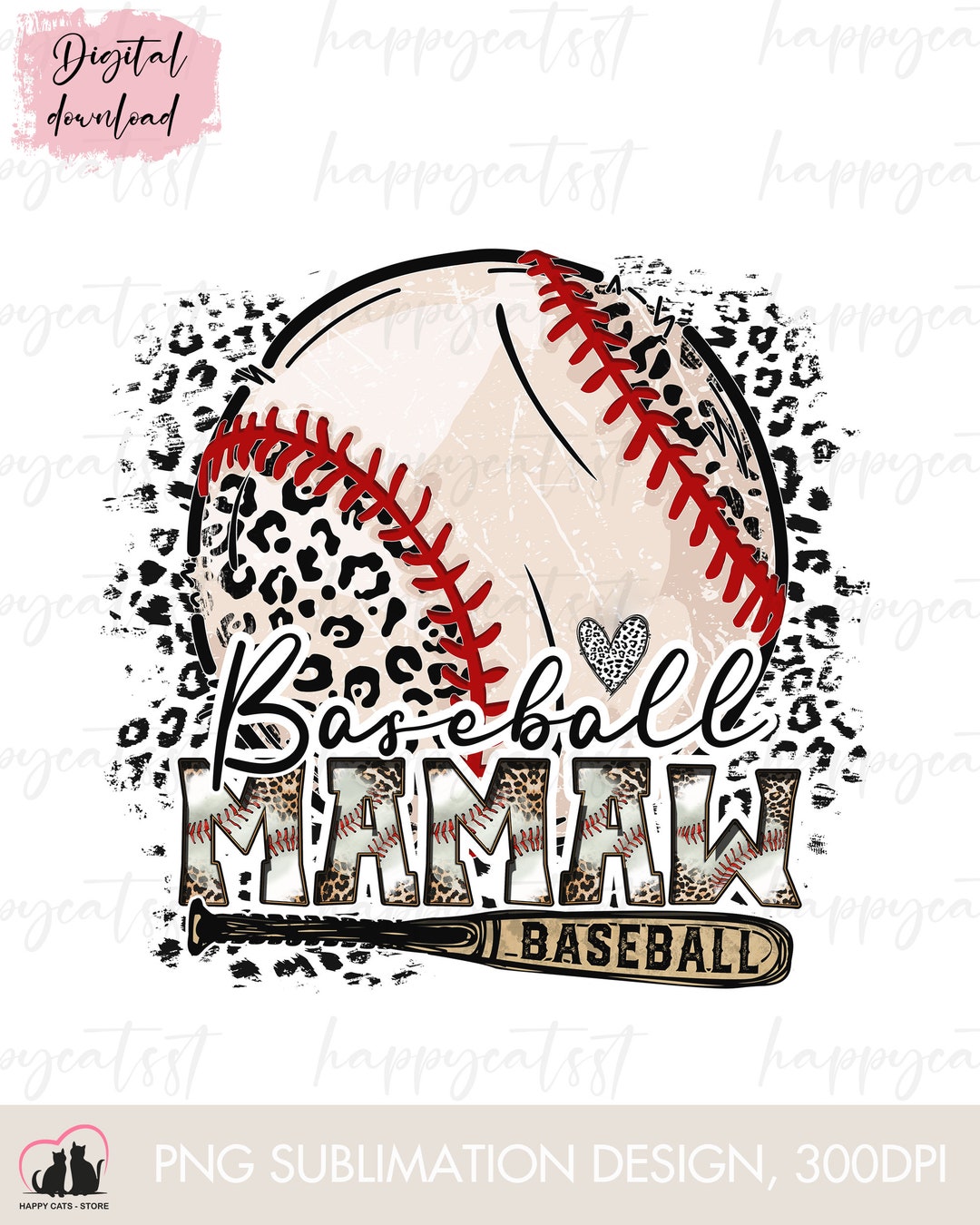 Baseball Mamaw Leopard Heart PNG Baseball Mamaw Cheetah Background PNG ...