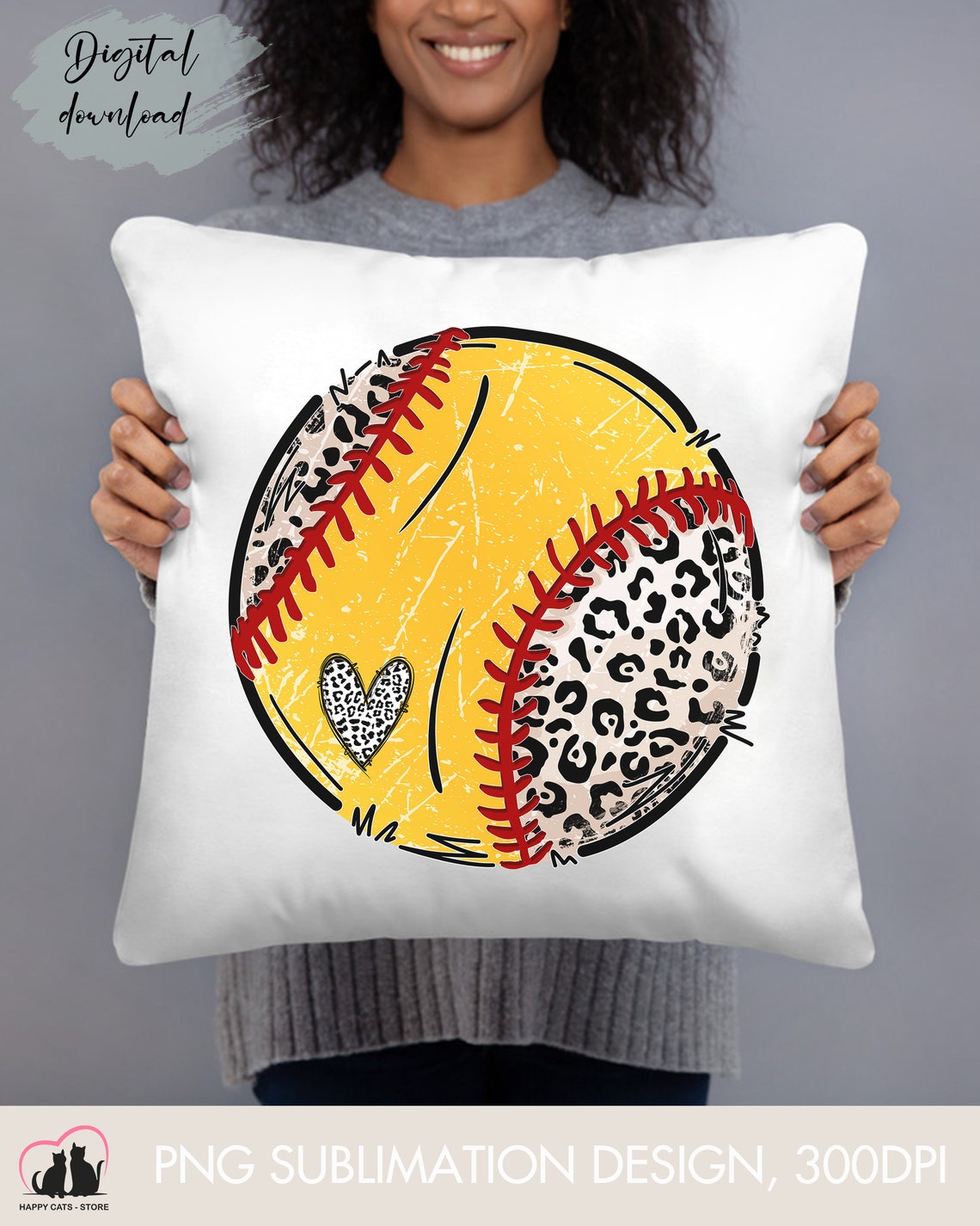 Hand Drawn Softball Sublimation Design Retro Softball - Etsy