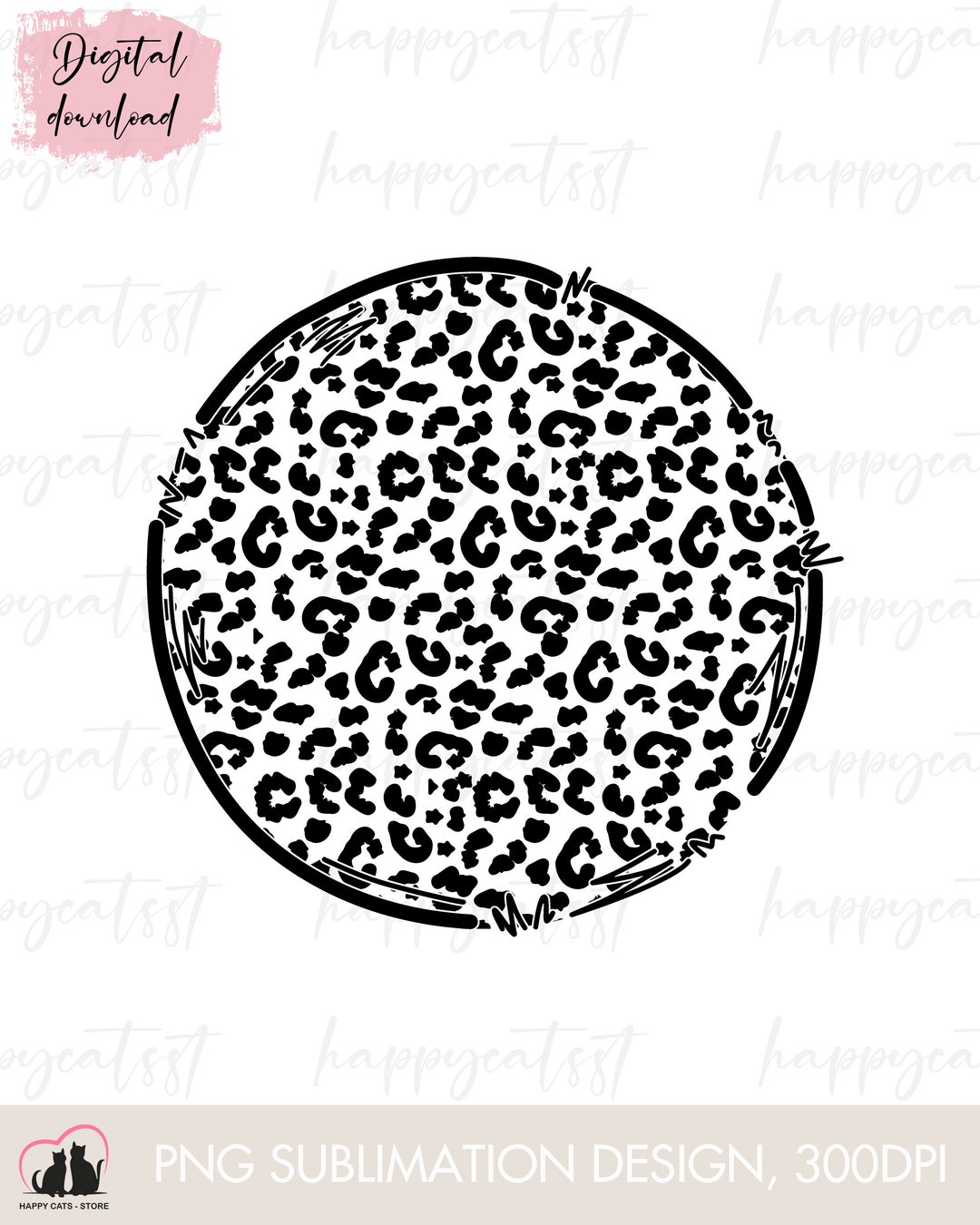 Hand Drawn Circle Leopard PNG - Etsy