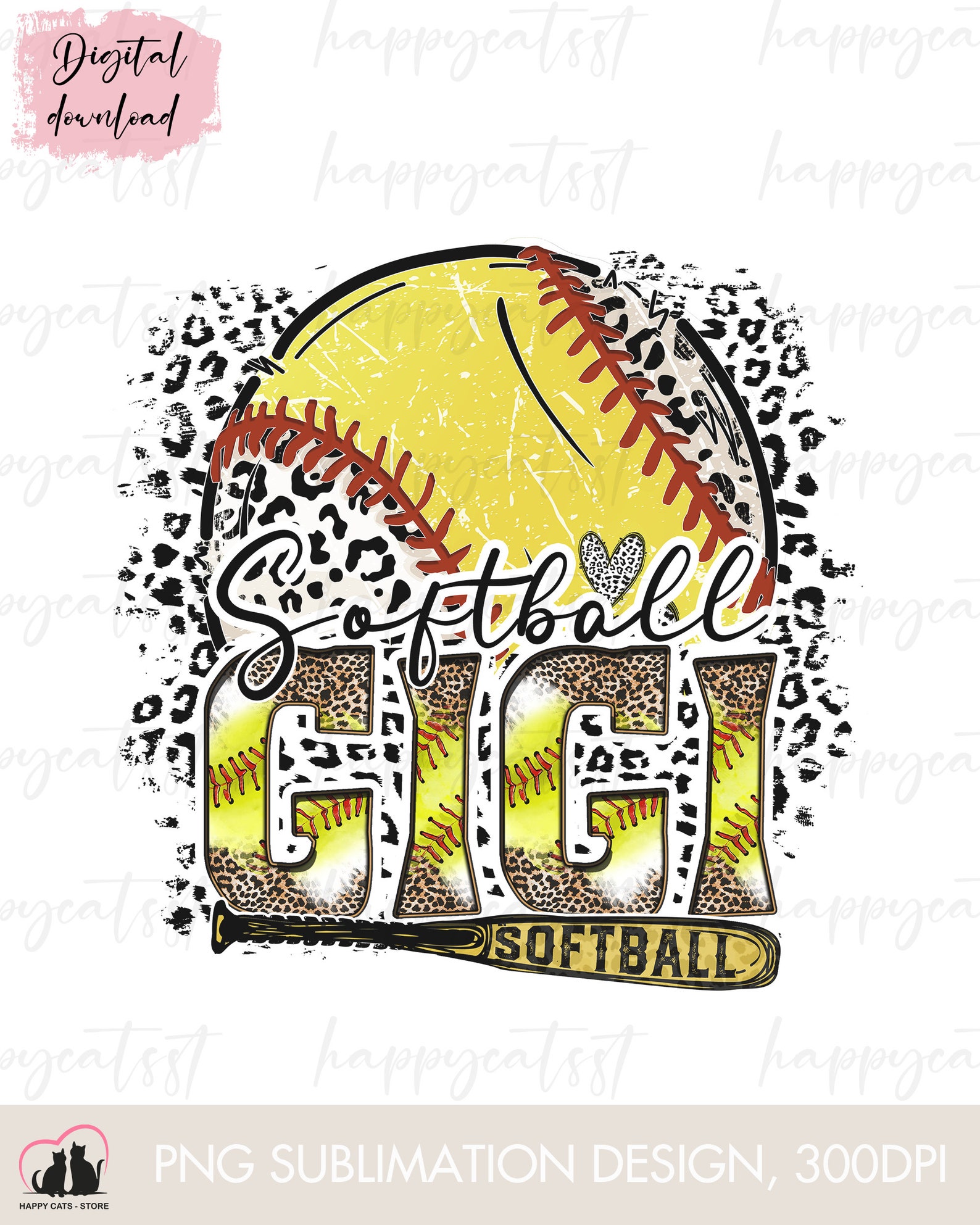 Softball Gigi Leopard Heart PNG Softball Gigi Cheetah - Etsy