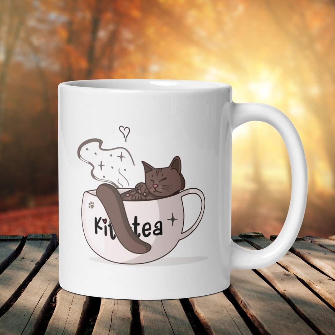Kit-tea Cup Kit Tea Mug Cute Kittea Coffee Mug Funny Cat Kitty Kitten ...