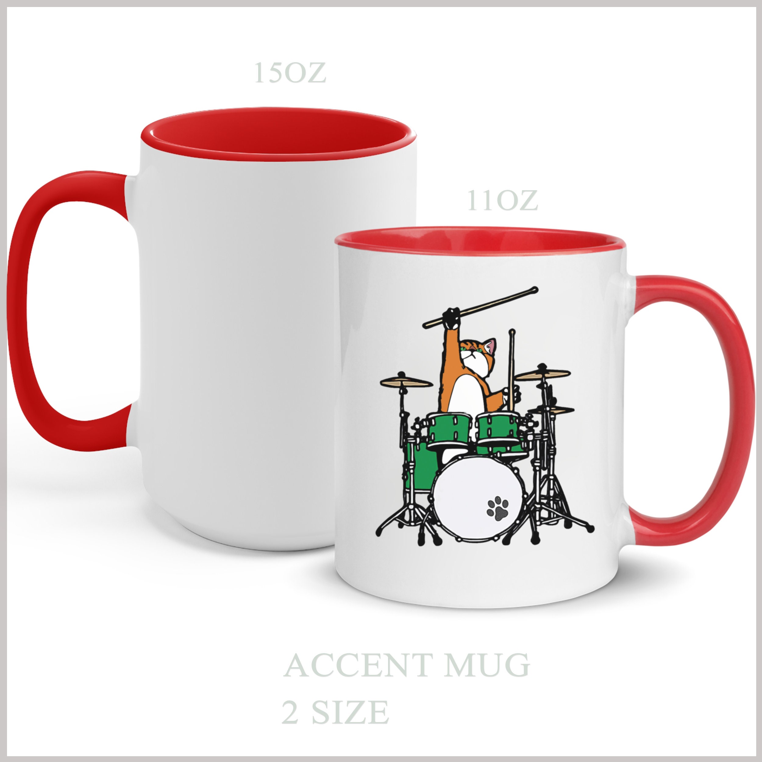 Custom Cat Playing Drum Mug Cat Drummer Mugs Cute Cat With | Etsy