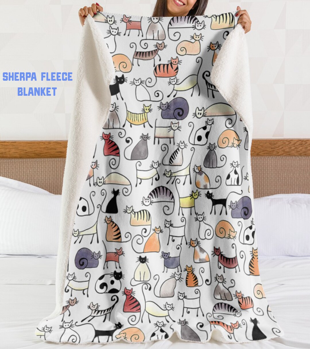 Colorful Cat Breeds Fleece Blanket – Soft Cat Throw - Etsy