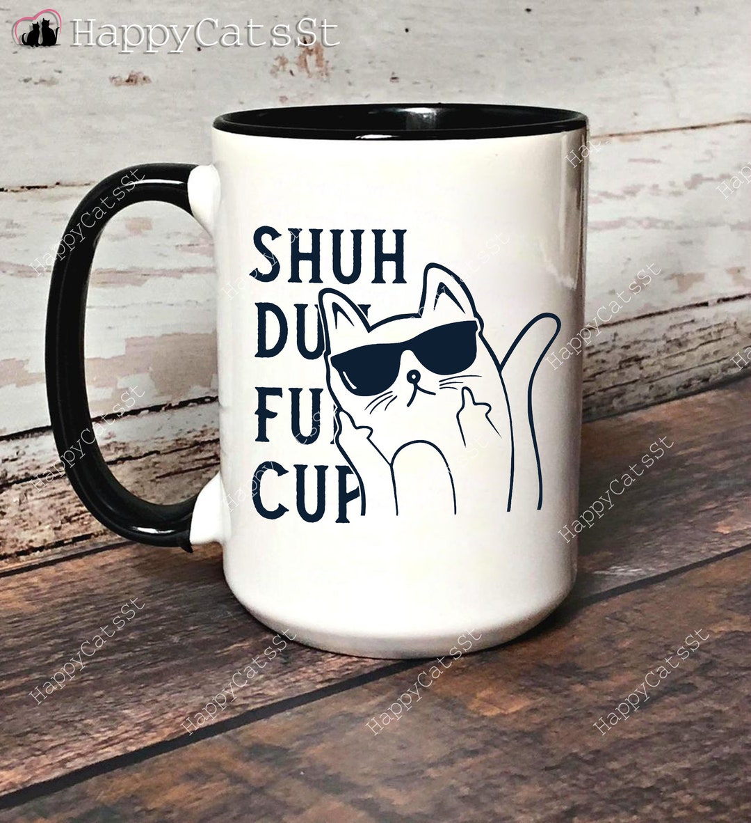 Shuh Duh Fuh Cup Mug Tasse à café Funny Cat Tasses avec énonciations ...