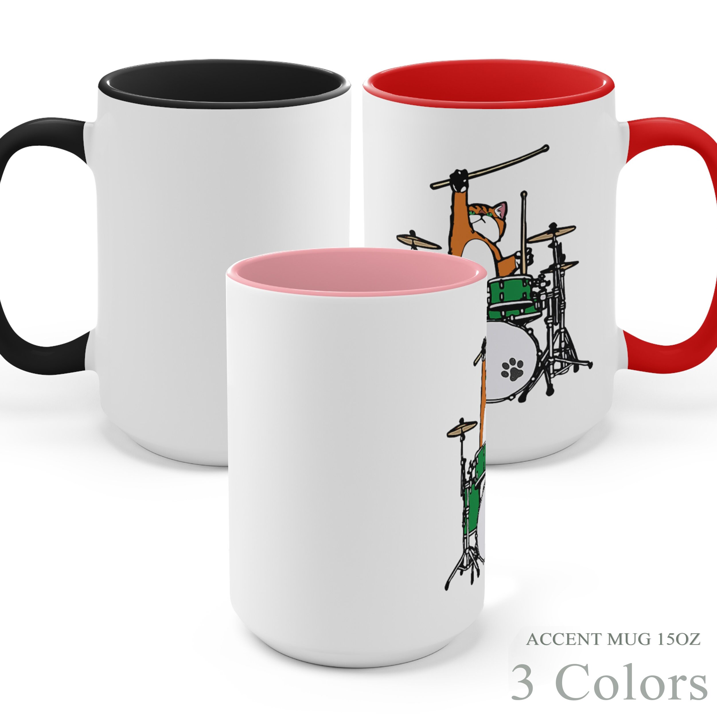 Custom Cat Playing Drum Mug Cat Drummer Mugs Cute Cat With | Etsy