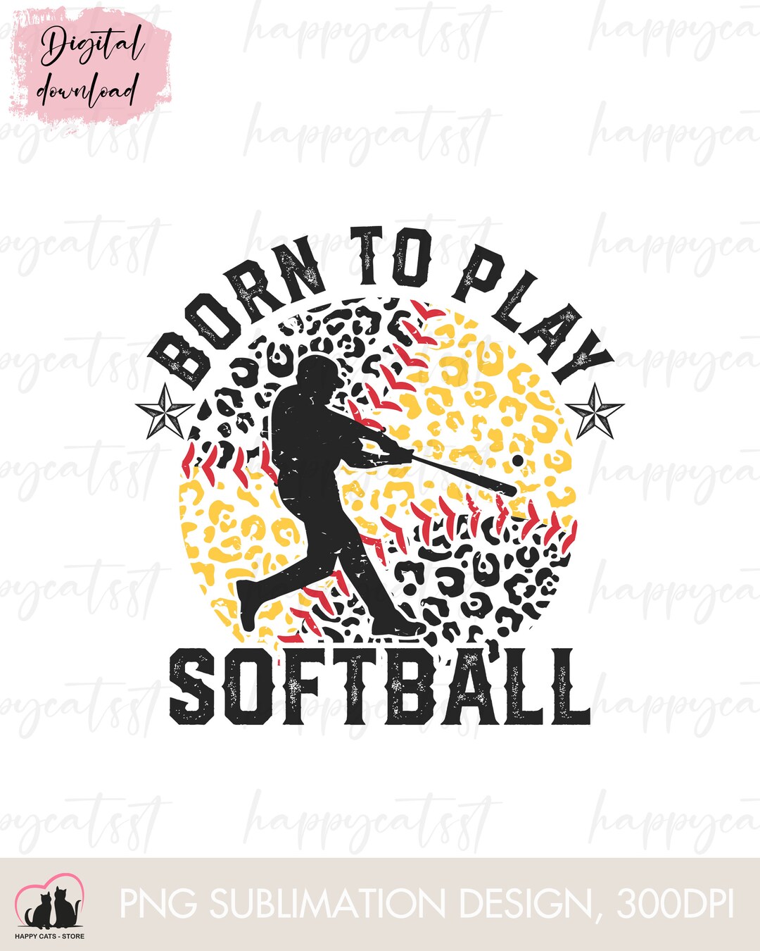 Born to Play Softball PNG Leopard Softball PNG Sublimation Downloads ...