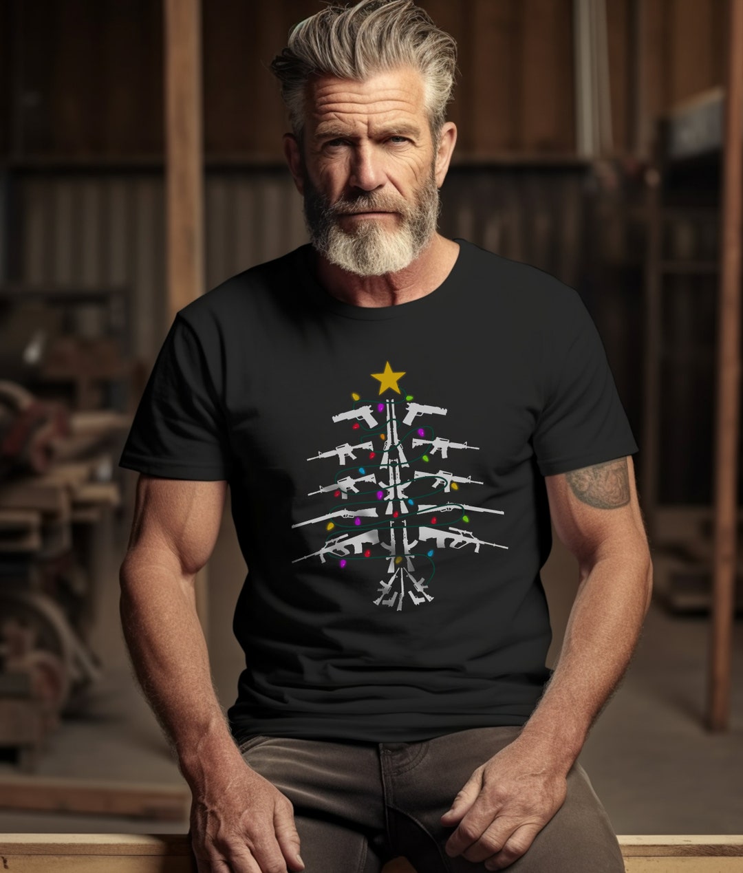 Ar-15 Christmas Tree T-shirt - Christmas Gun Tree Shirt - Funny Guns ...