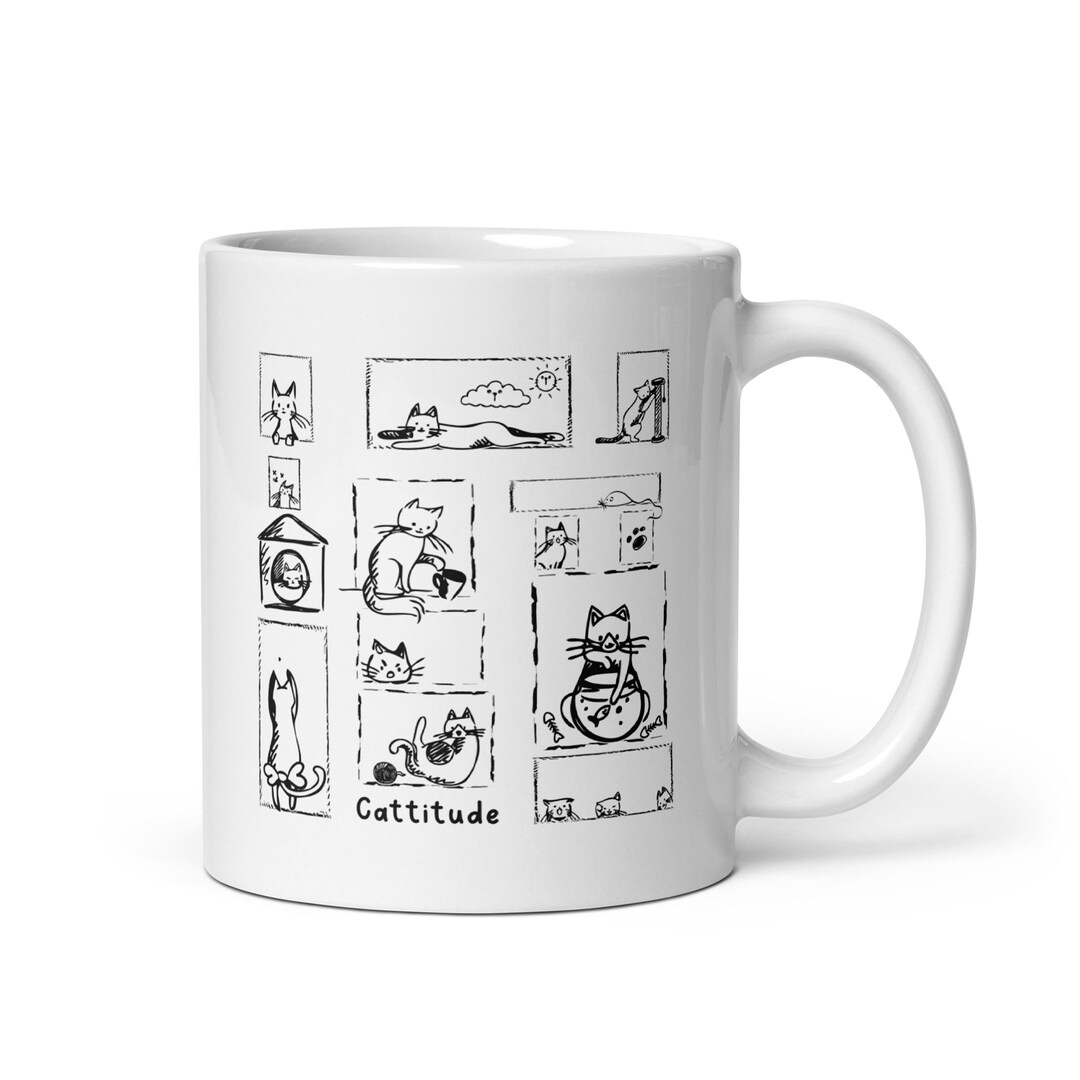 Cattitude Coffee Mug - Funny Cat Coffee Mug - Cats Mug With Attitudes ...
