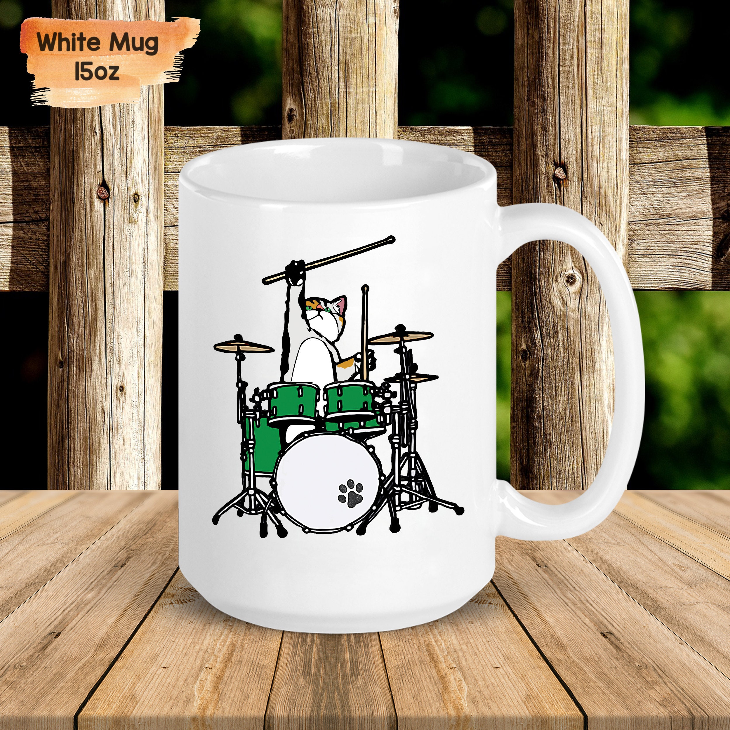 Custom Cat Playing Drum Mug Cat Drummer Mugs Cute Cat With | Etsy