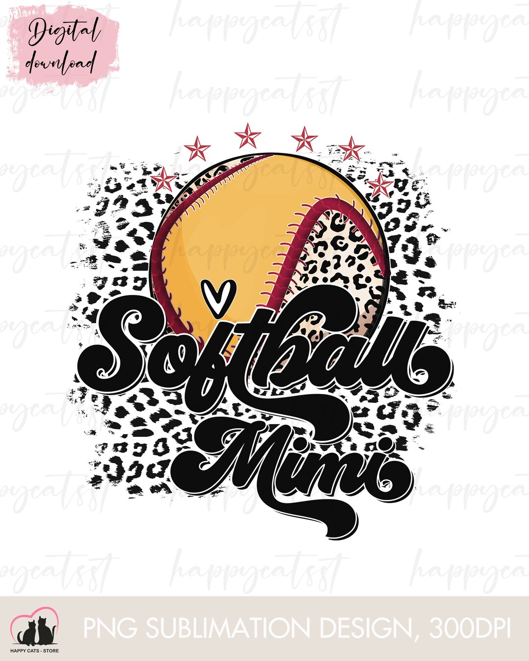 Softball Mimi Leopard Heart PNG Mimi Png Softball Cheetah Background ...