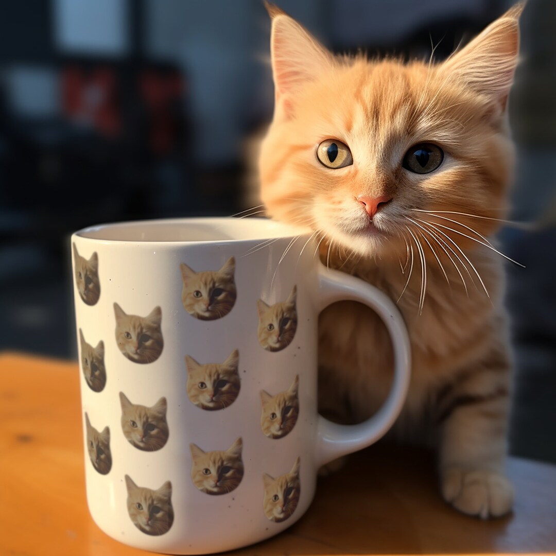 Custom Cat Face Mug Personalized Cat Face Pattern Mug Customized Faces ...