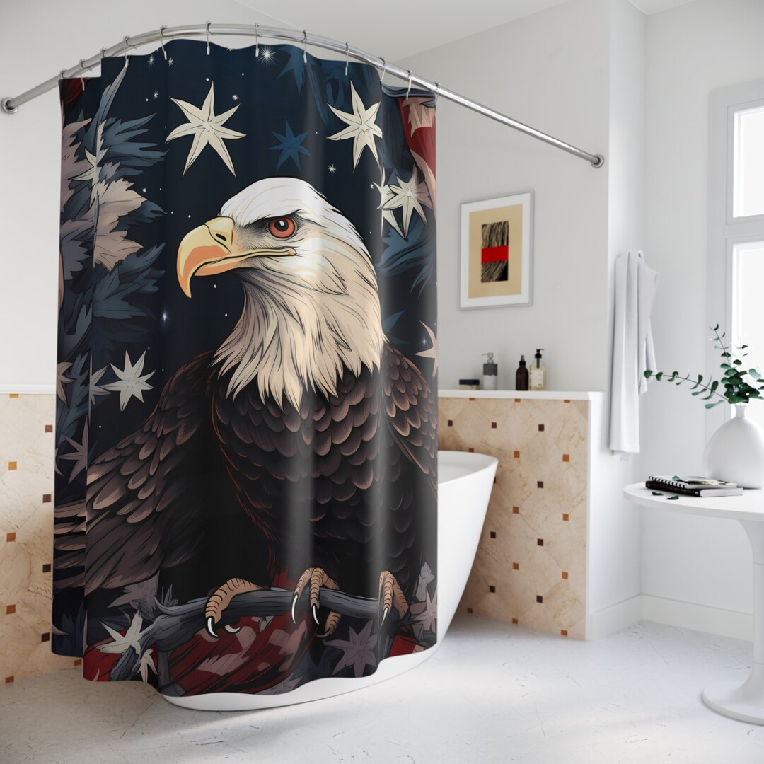 USA Patriotic Eagle Flag Shower Curtain Eagle With American Flag for ...