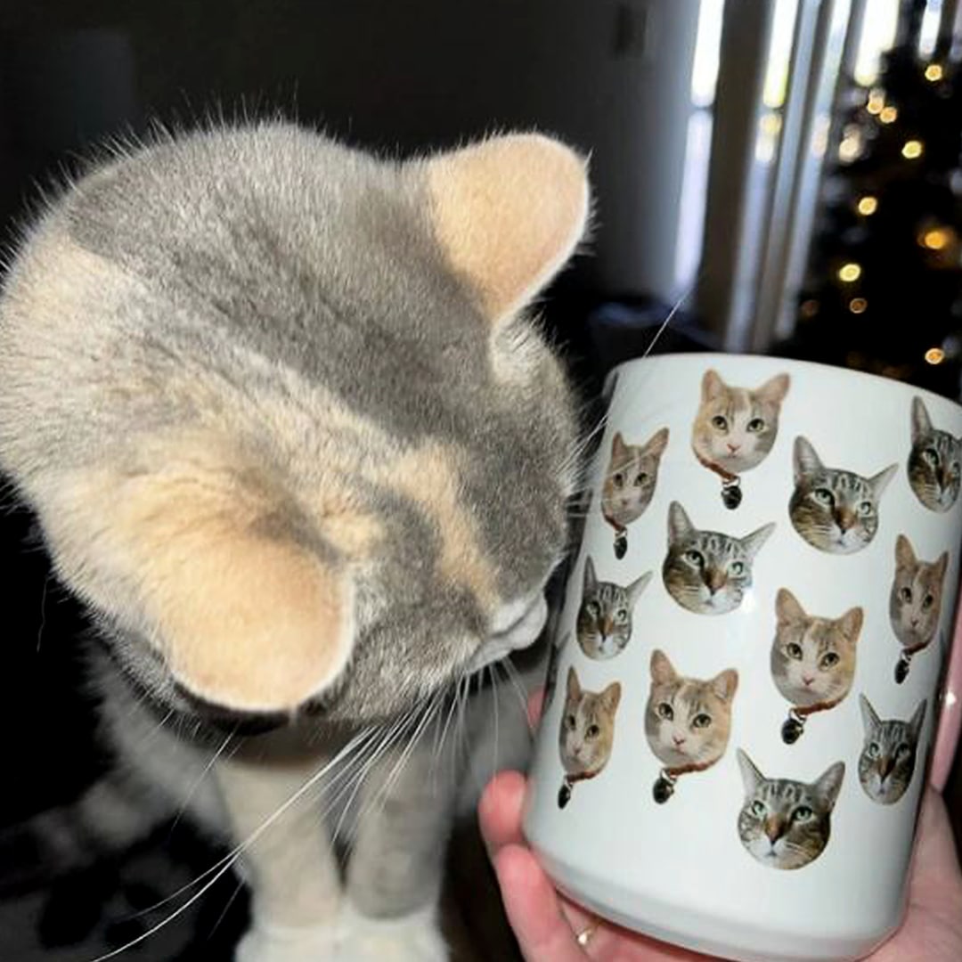 Custom Cat Face Mug - Personalized Cat Face Pattern Mug - Customized ...