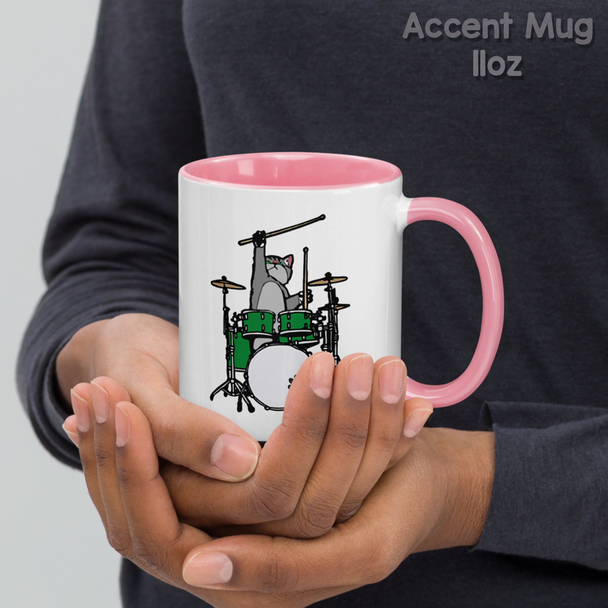 Custom Cat Playing Drum Mug Cat Drummer Mugs Cute Cat With | Etsy