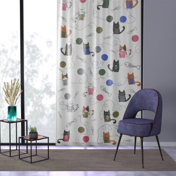 Cat Print Curtains - Etsy