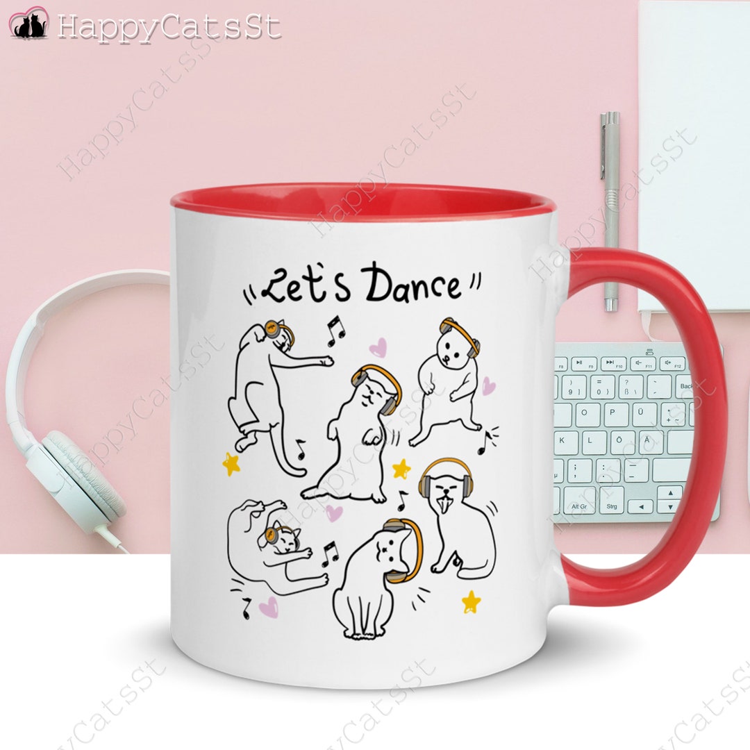 Let's Dance Cat Mugs Funny Dancing Cat Cup Funny Cat Mug Cat Lover ...