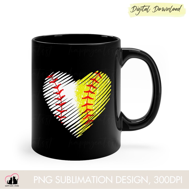Baseball Heart PNG Softball Heart PNG Split Half Baseball - Etsy