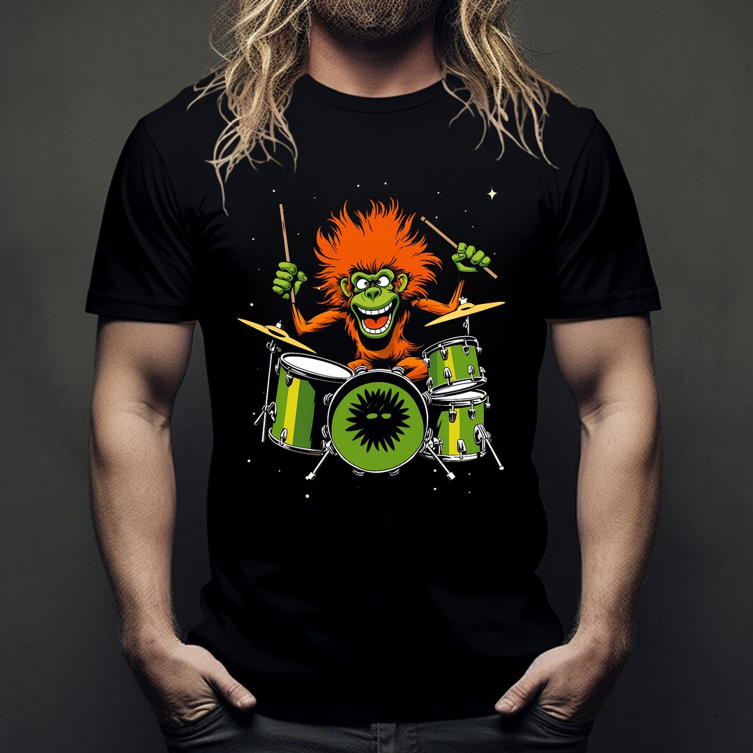Monkey Drummer is Playing the Drums T-shirt - Monkey Drummer Shirt ...