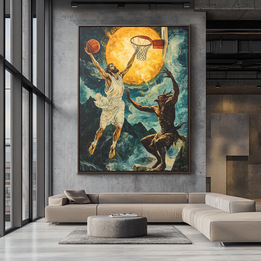 Epic Basketball Battle: Jesus Vs Devil Poster - Unique Christian Wall ...