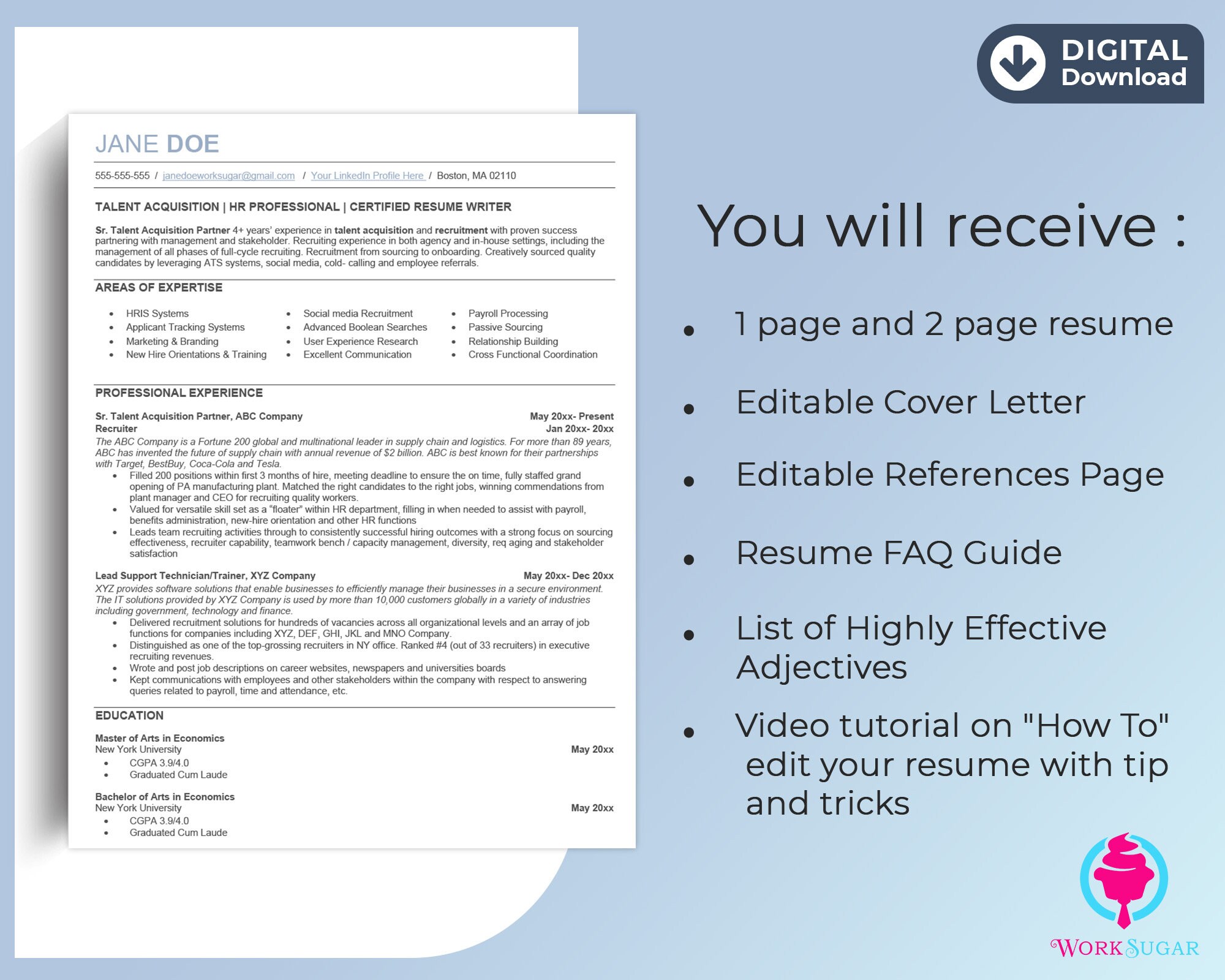 Mid/experienced Professional Resume Template, Resumes, Templates - Etsy