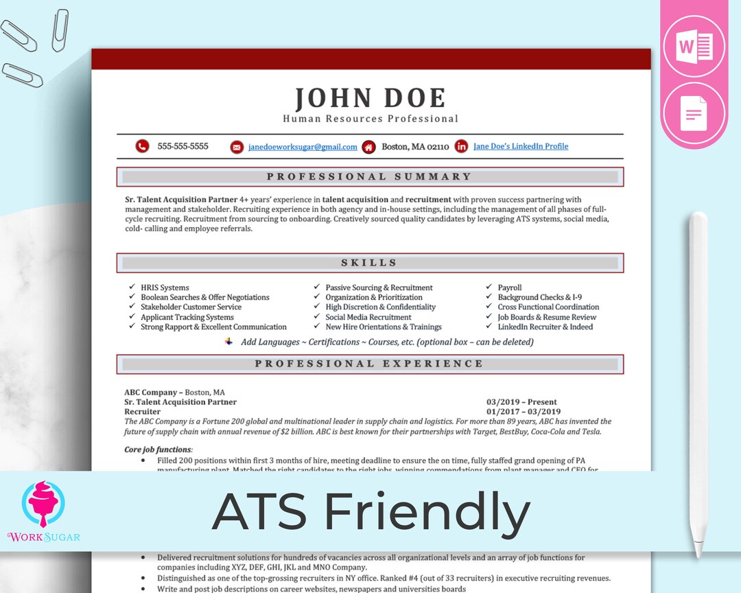 Mid/experienced Professional Resume Template, Template, Resume - Etsy