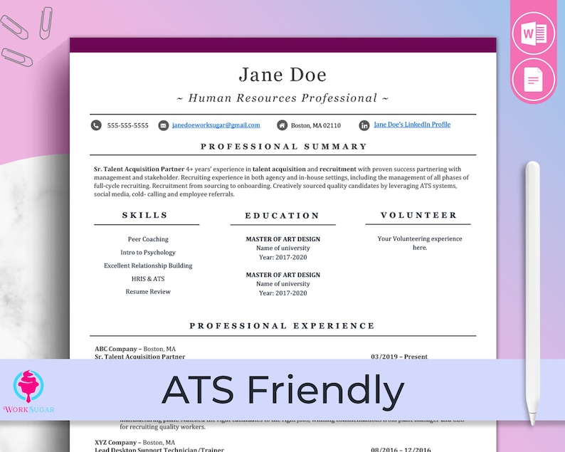 Early Career Professional Resume Template - Etsy