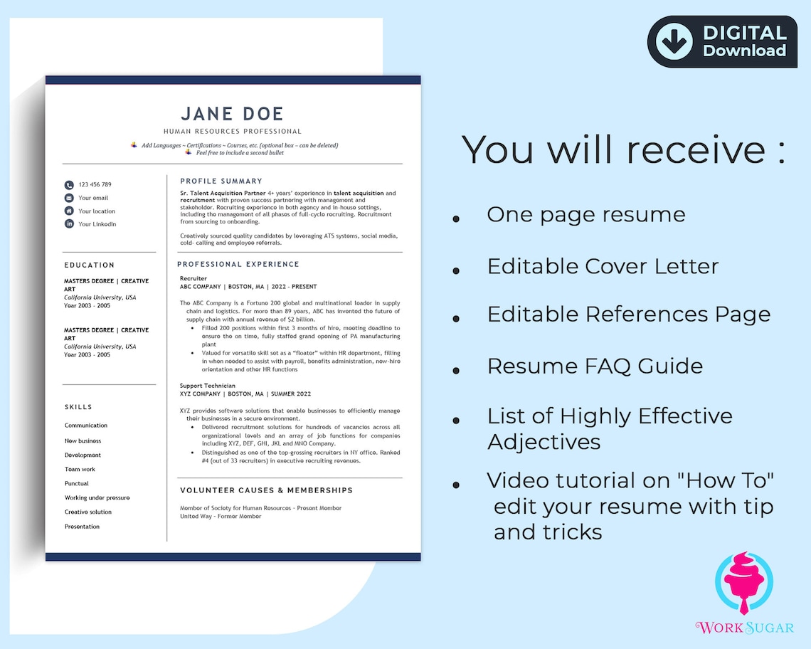 Early Career Professional Resume Template - Etsy