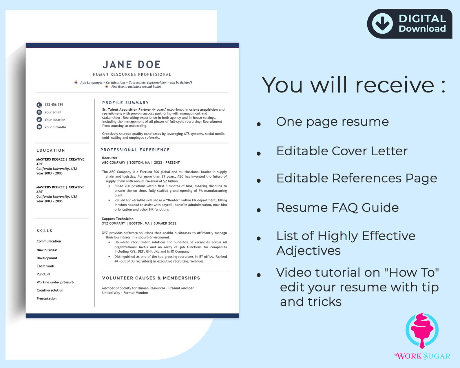 Early Career Professional Resume Template - Etsy