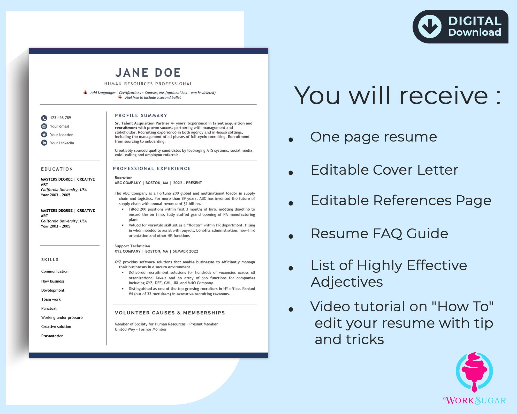 Early Career Professional Resume Template - Etsy
