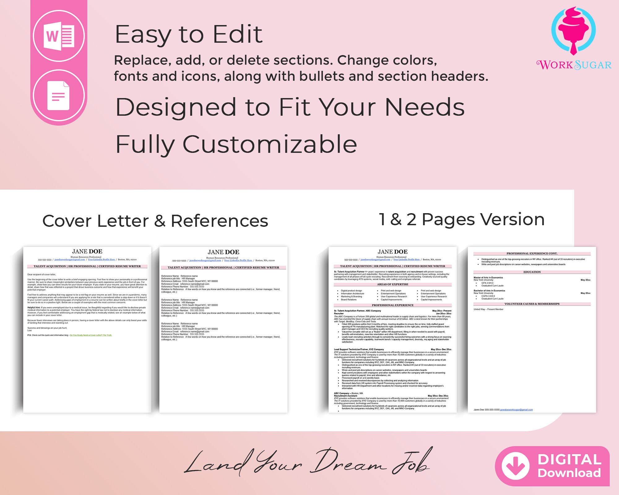 Mid/experienced Career Professional Resume Template - Etsy