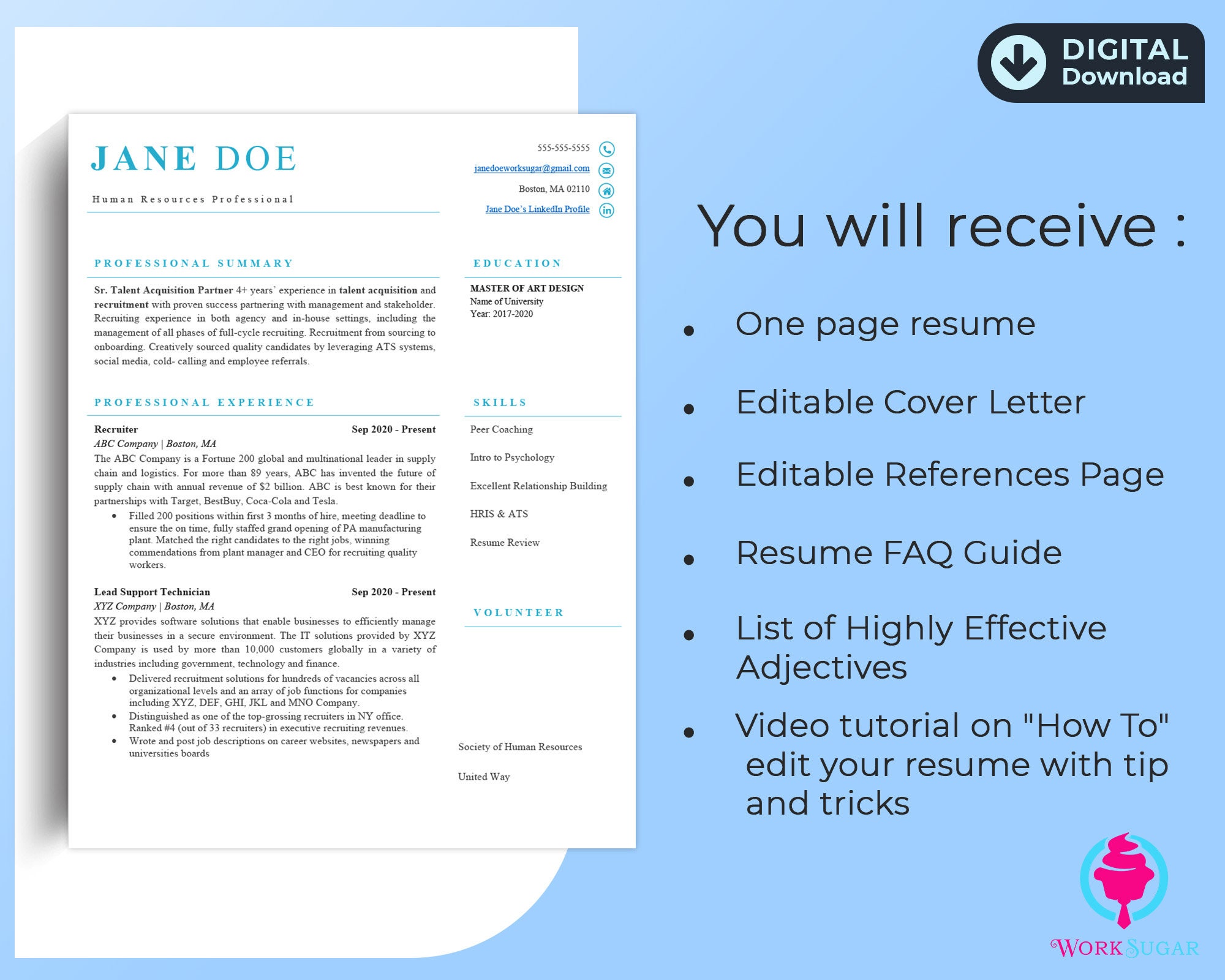 Early Career Professional Resume Template - Etsy