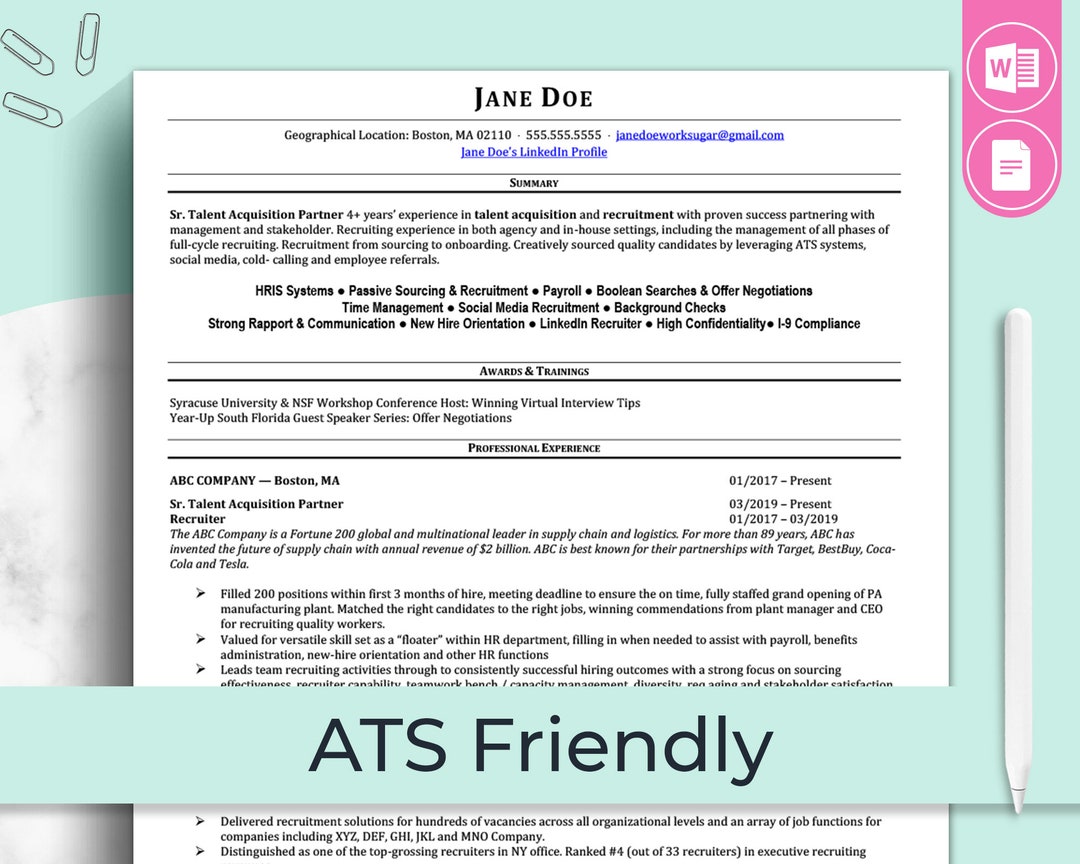 Mid-career Professional Resume Template, Template, Resume - Etsy