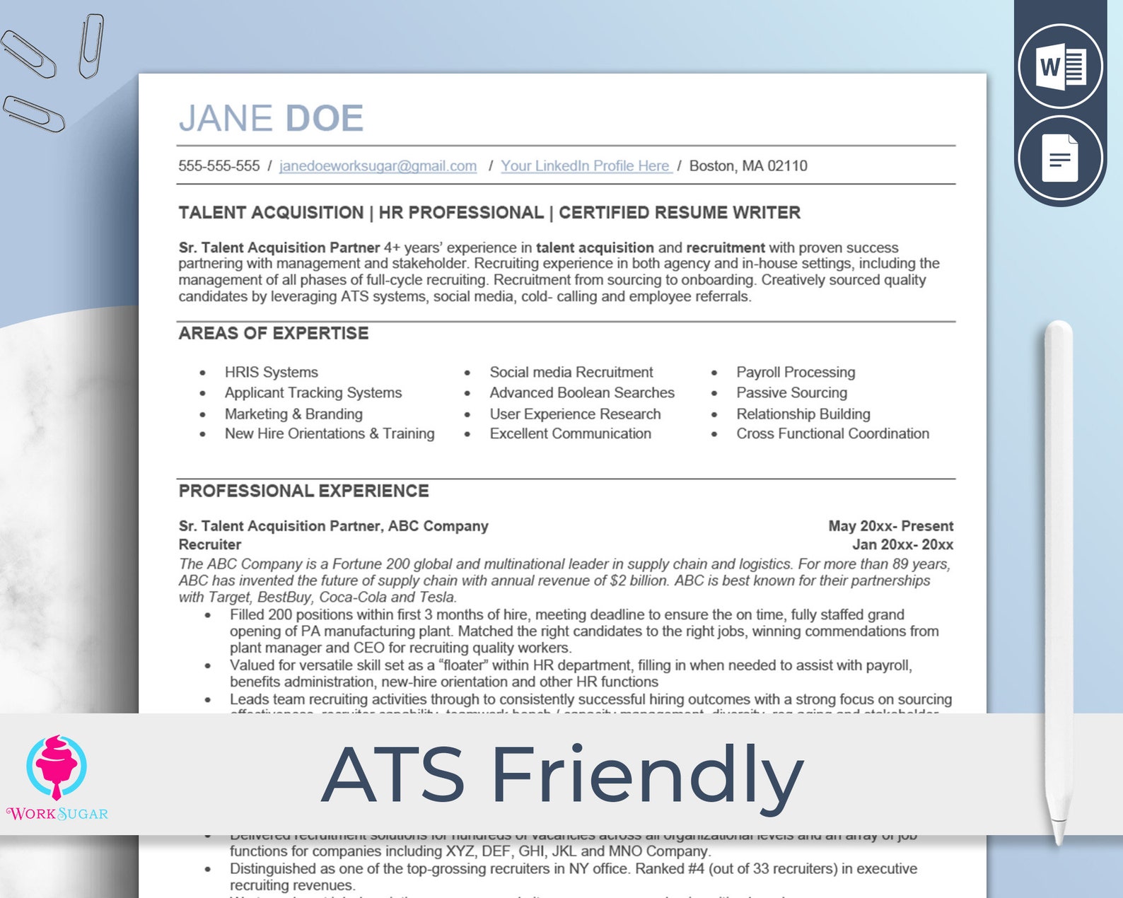 Mid/experienced Professional Resume Template, Resumes, Templates - Etsy