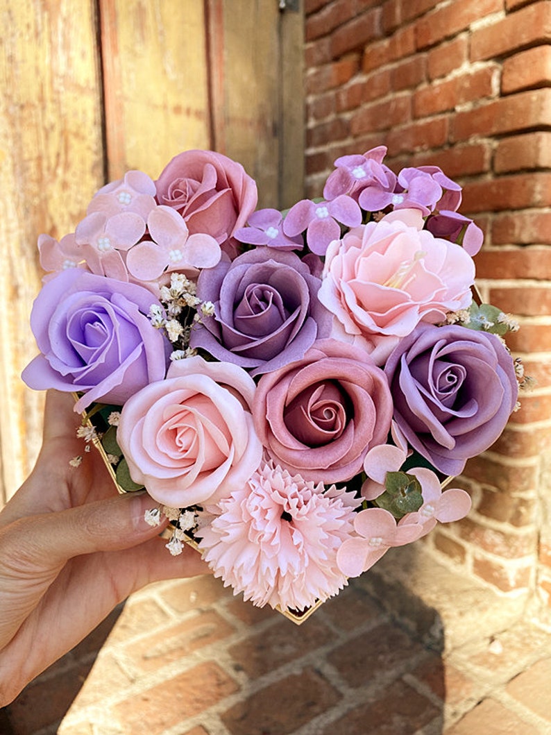 Soap Flower Box Arrangement Artificial Soap Flower Heart Shaped Box