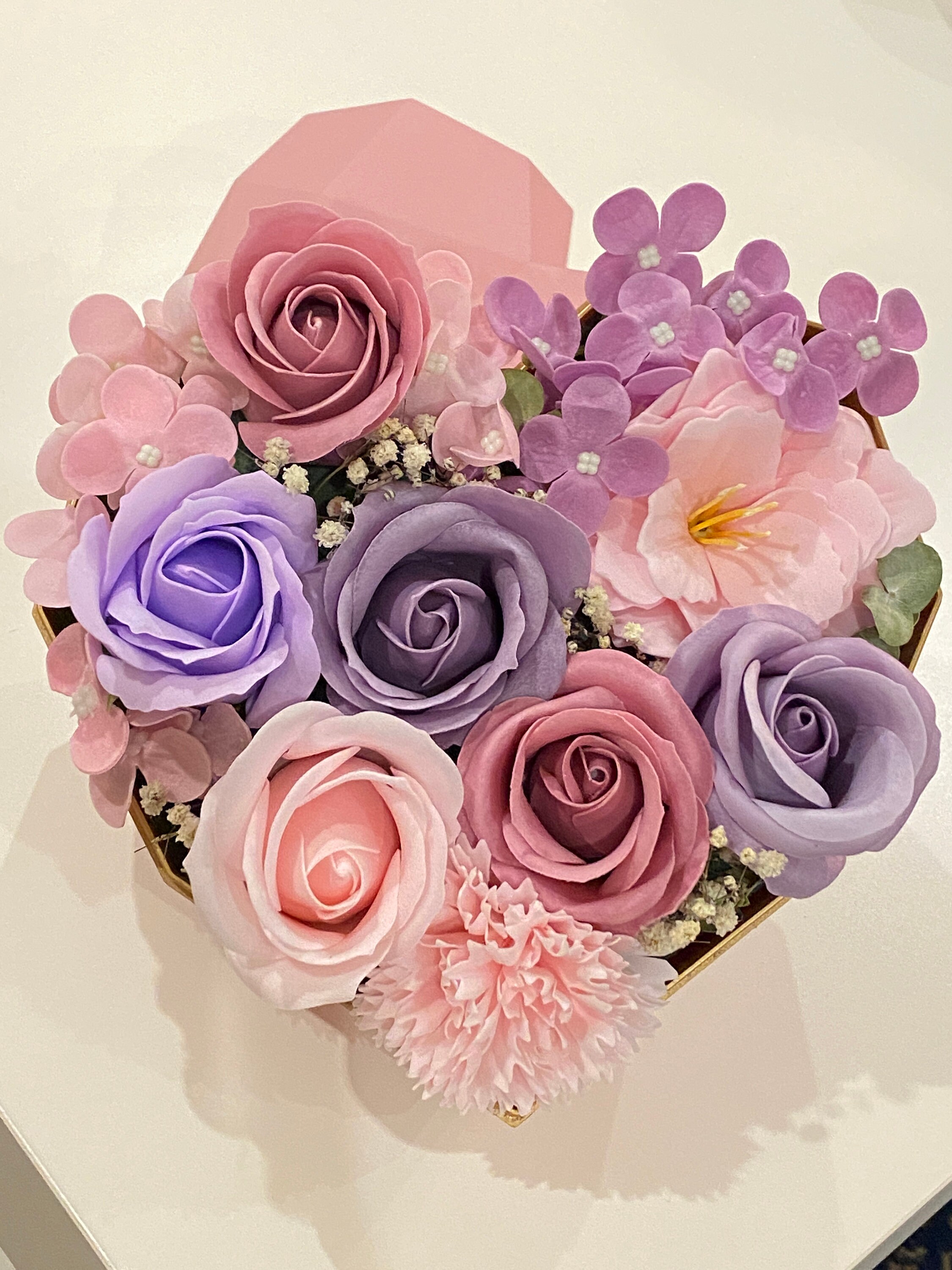 Soap Flower Box Arrangement Artificial Soap Flower Heart Shaped Box