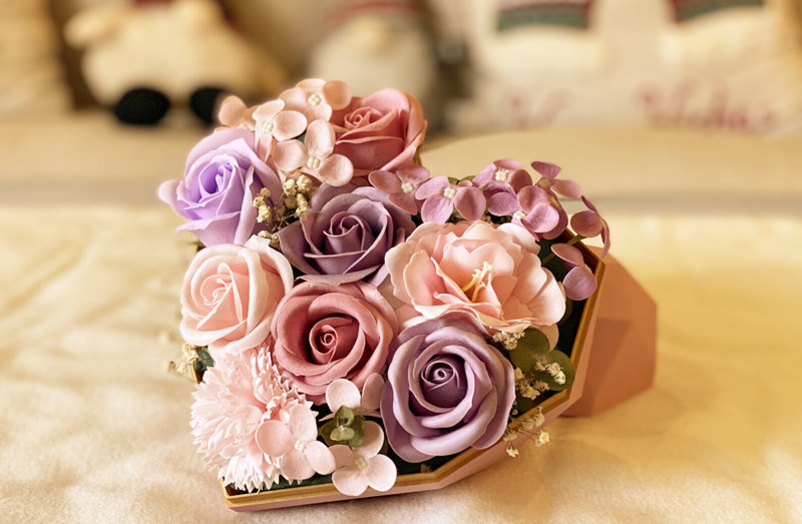 Soap Flower Box Arrangement Artificial Soap Flower Heart Shaped Box