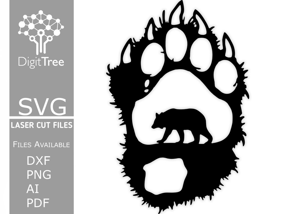 Bear Paw / Line Art / SVG Laser Cut File Wall Decor Layered - Etsy ...