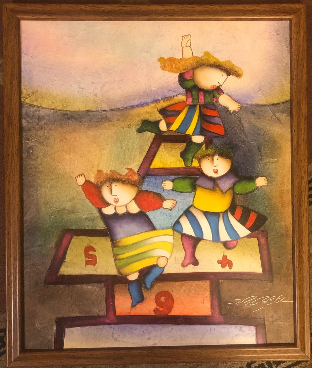 J. Roybal, Children Playing Hopscotch - Original Painting - Etsy