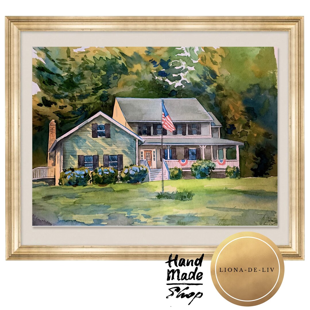 Real Hand Painted House Portrait From Your Photo, Custom House Portrait ...