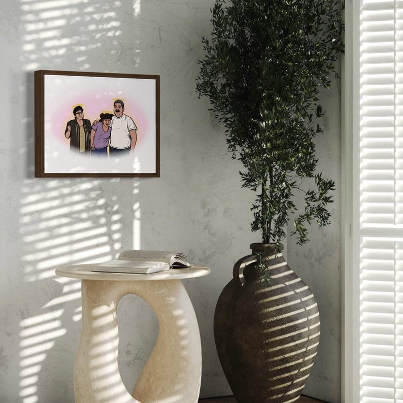 Custom Memorial Portrait Hand Drawn Family Illustration From Reference ...