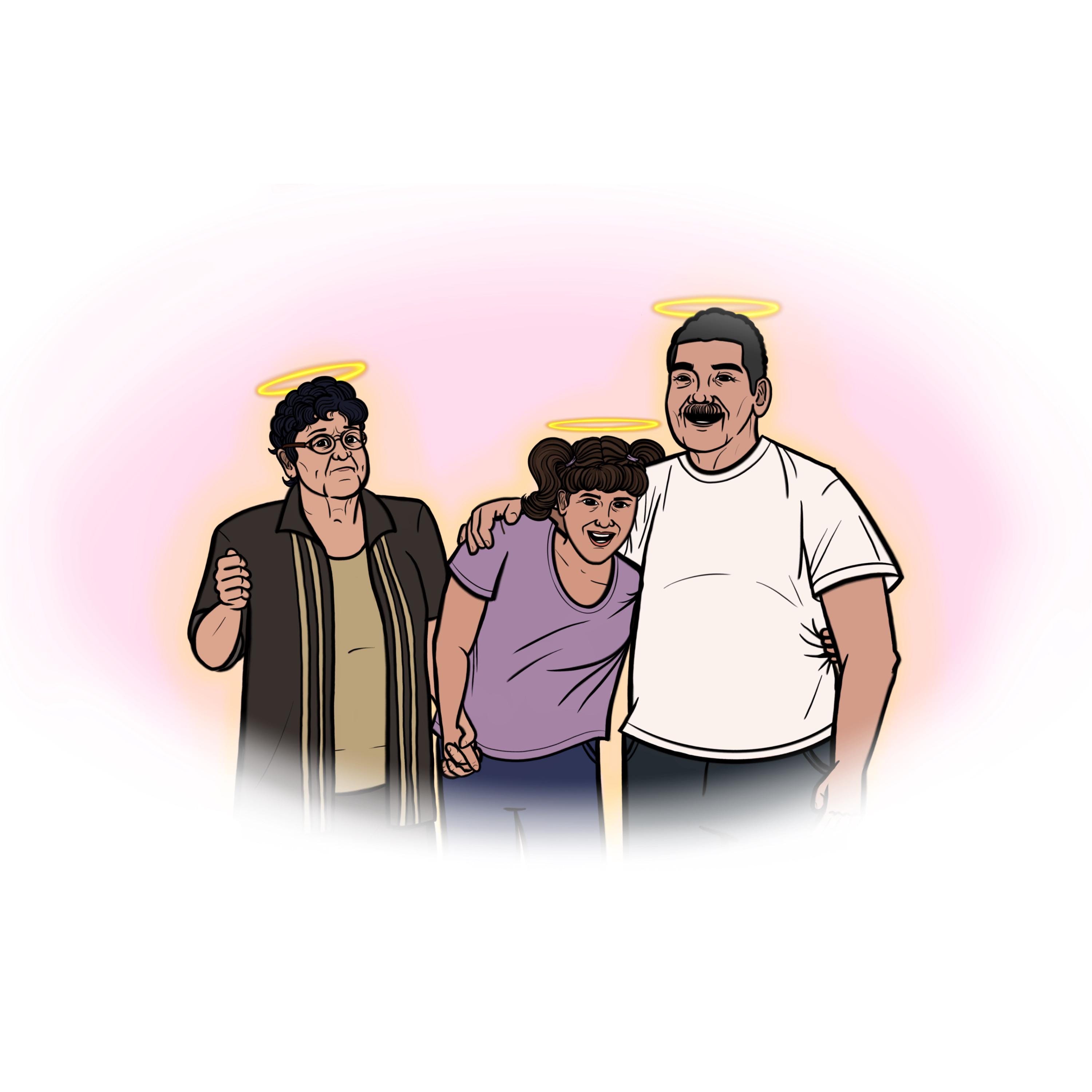 Custom Memorial Portrait Hand Drawn Family Illustration From Reference ...
