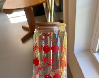 Cherry Glass Cup - Etsy