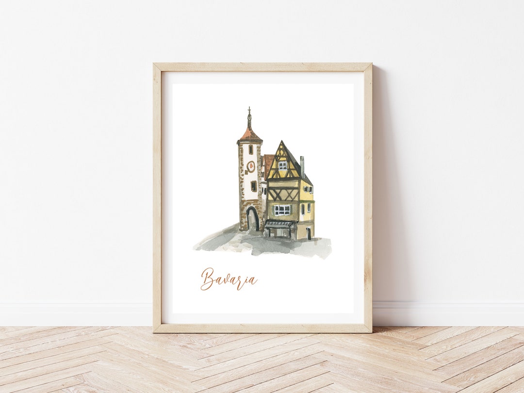 Bavarian Building Art, Germany Poster, Bavarian Vintage Travel Poster ...