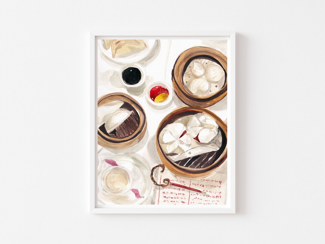 Dim Sum Art Print - Dim Sum Poster, Hong Kong Food, Asian Food, Kitchen ...