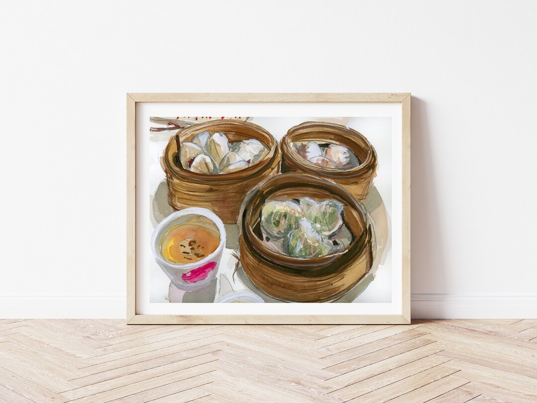 Dim Sum Wall Art - Hong Kong Wall Art, Dumpling Art, Hong Kong Food ...